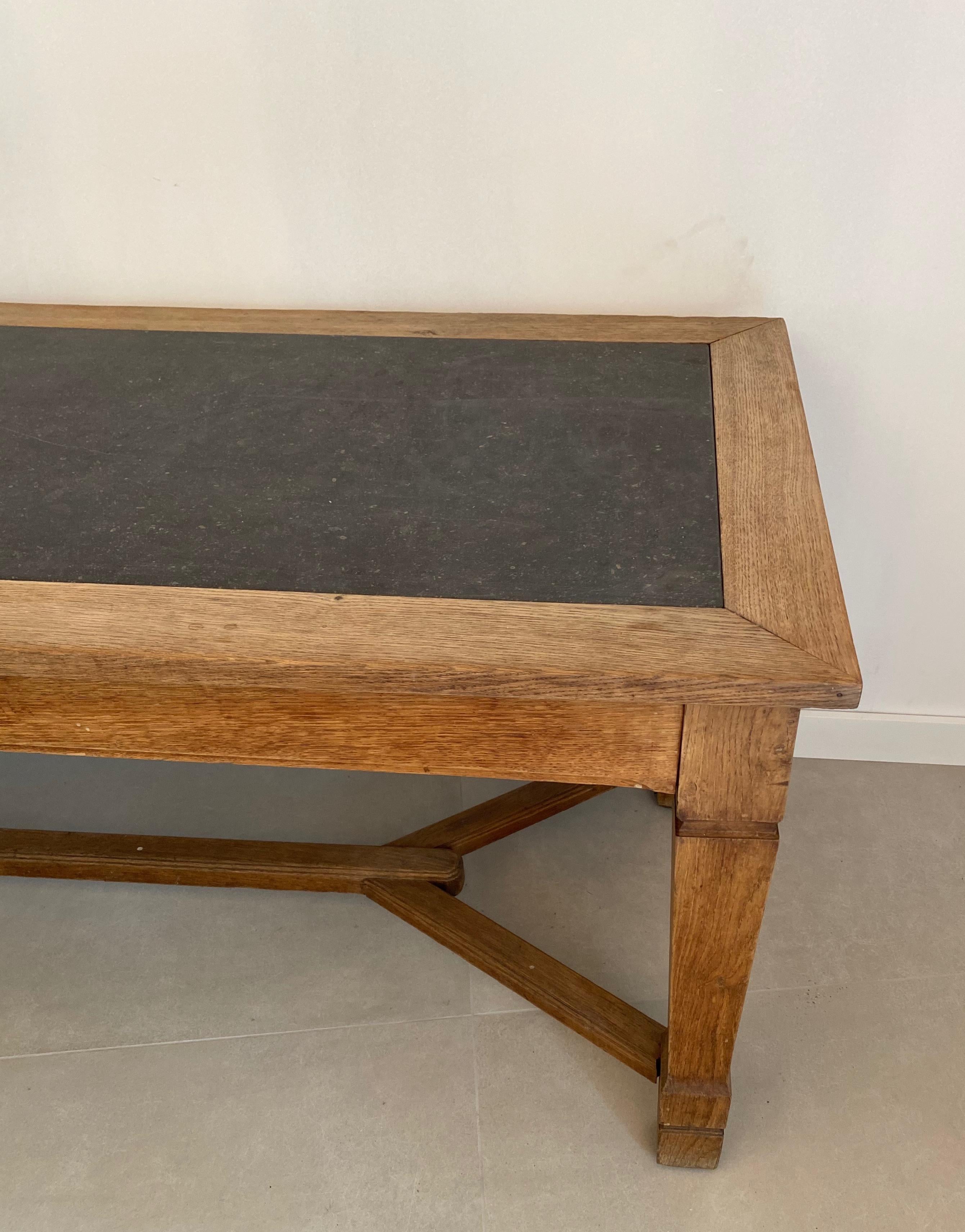 Large Monastery Dinning Table Made of Oak with a Blue Stone Top, French ...