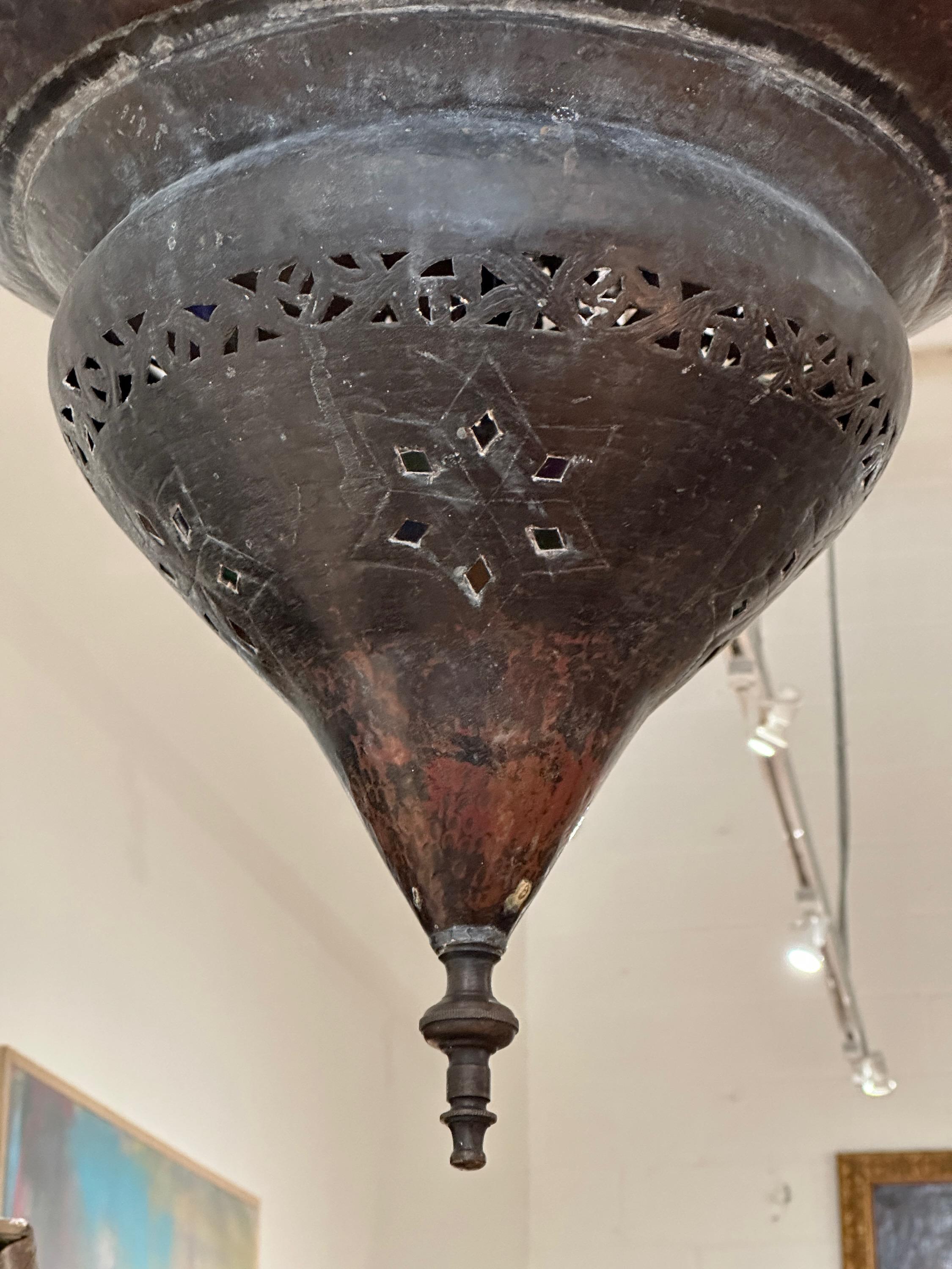Large Moroccan Copper Lantern For Sale at 1stDibs