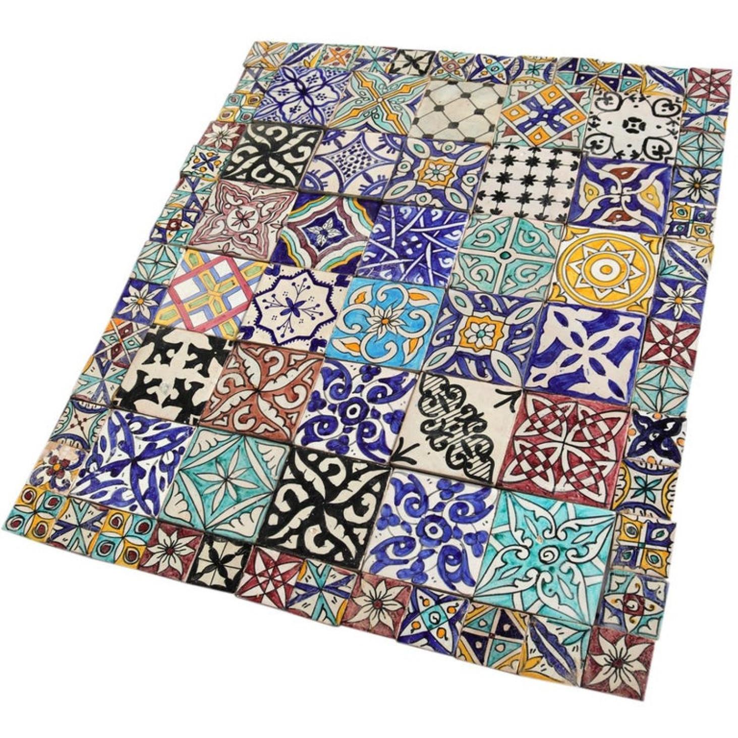 Large Moroccan Handmade Majolica Tile Panel For Sale at 1stDibs
