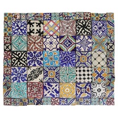 Large Colorful Berber Handmade Tile Panel, Morocco For Sale at 1stDibs