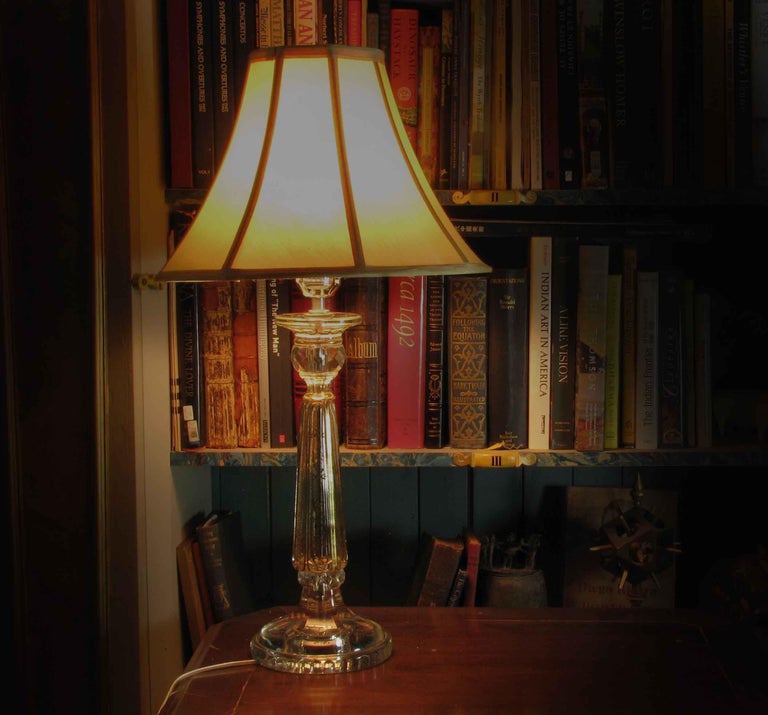 Large Moser Gilt and Cut-Glass Column Table Lamp, Early 20th Century ...