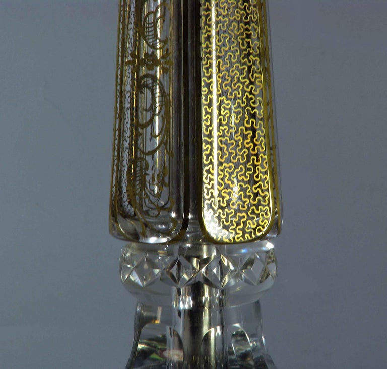 Large Moser Gilt and Cut-Glass Column Table Lamp, Early 20th Century ...