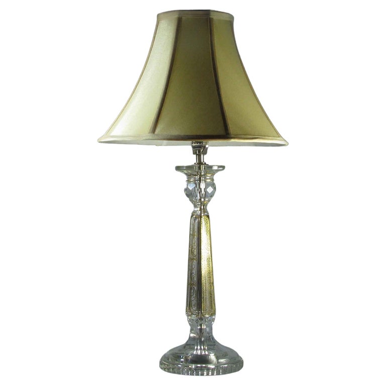 Large Moser Gilt and Cut-Glass Column Table Lamp, Early 20th Century ...