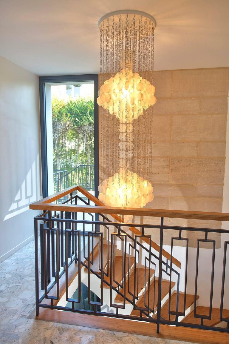 Large Mother of Pearl Fun Chandelier by Verner Panton at 1stDibs ...