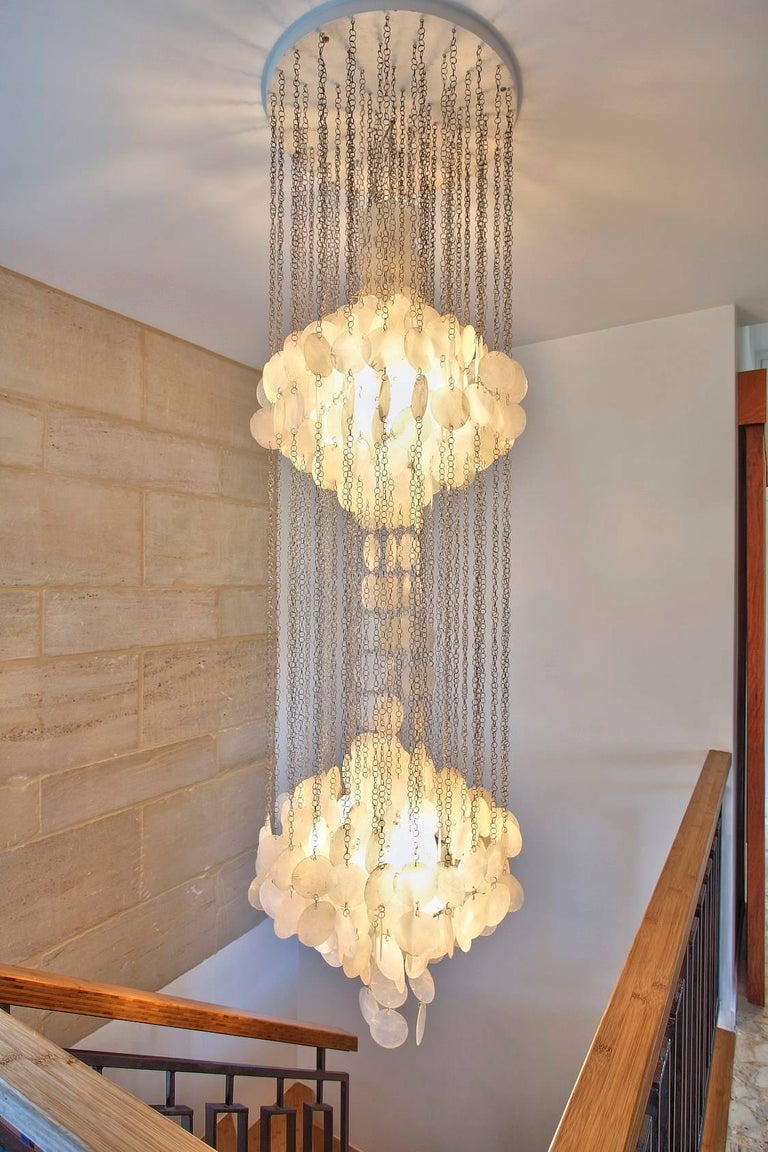 Large Mother of Pearl Fun Chandelier by Verner Panton at 1stDibs ...
