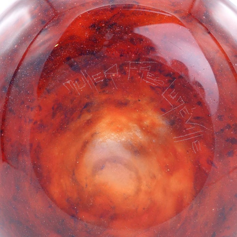 Large Muller Freres Decorated Art Glass Vase Art Deco France 1929 For ...