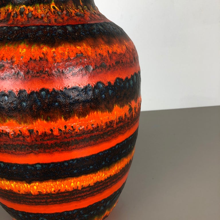 Large Multi-Color Pottery Fat Lava Multi-Color Floor Vase Made by ...