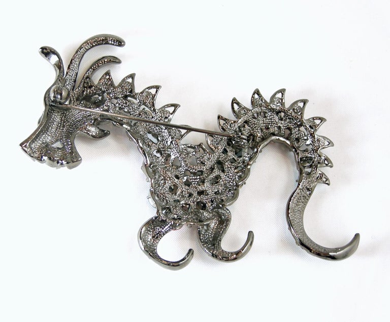 Large Multi-Color Rhinestone Dragon Brooch at 1stDibs