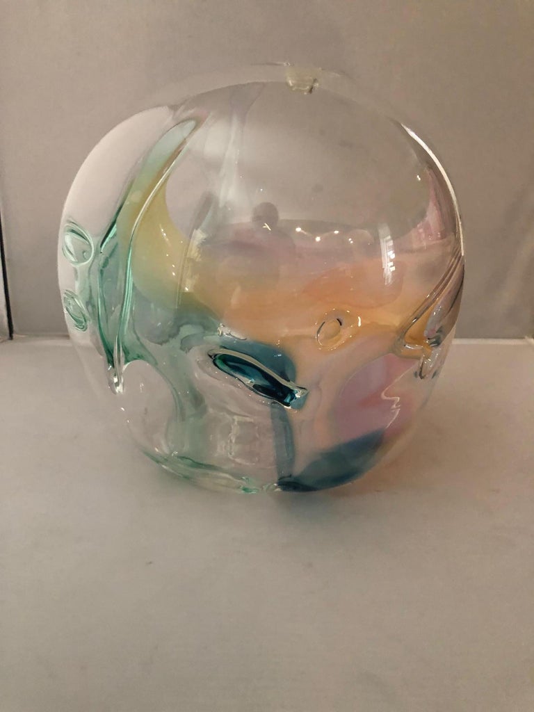 Large Multicolored Art Glass Orb Sculpture by Peter Bramhall For Sale ...