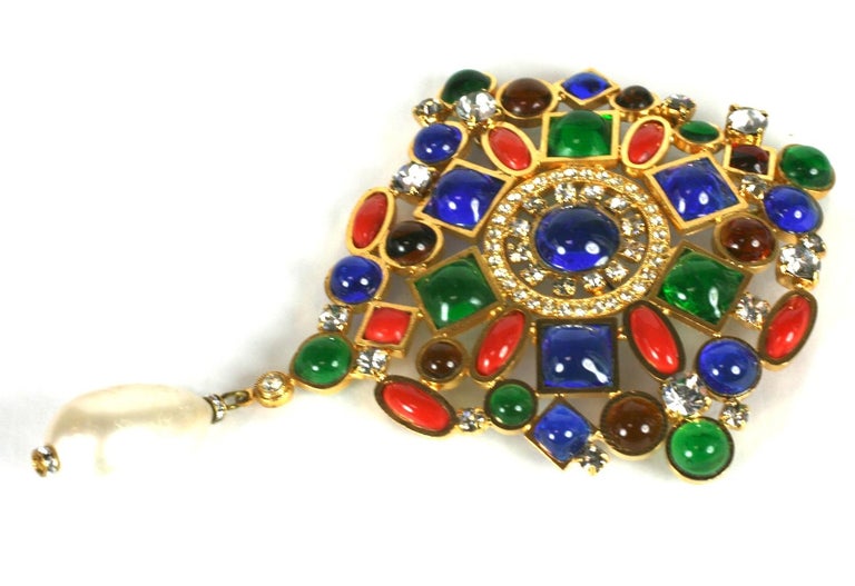 Maison Gripoix for Chanel Large Multi Colored Crest Brooch, France For ...