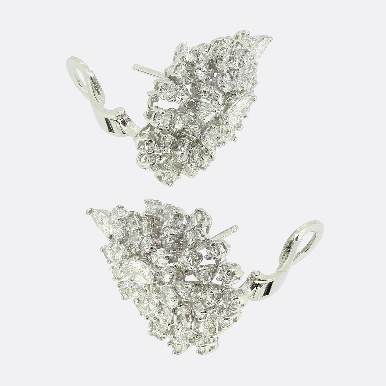 Large Multi-Diamond Cluster Earrings For Sale at 1stDibs