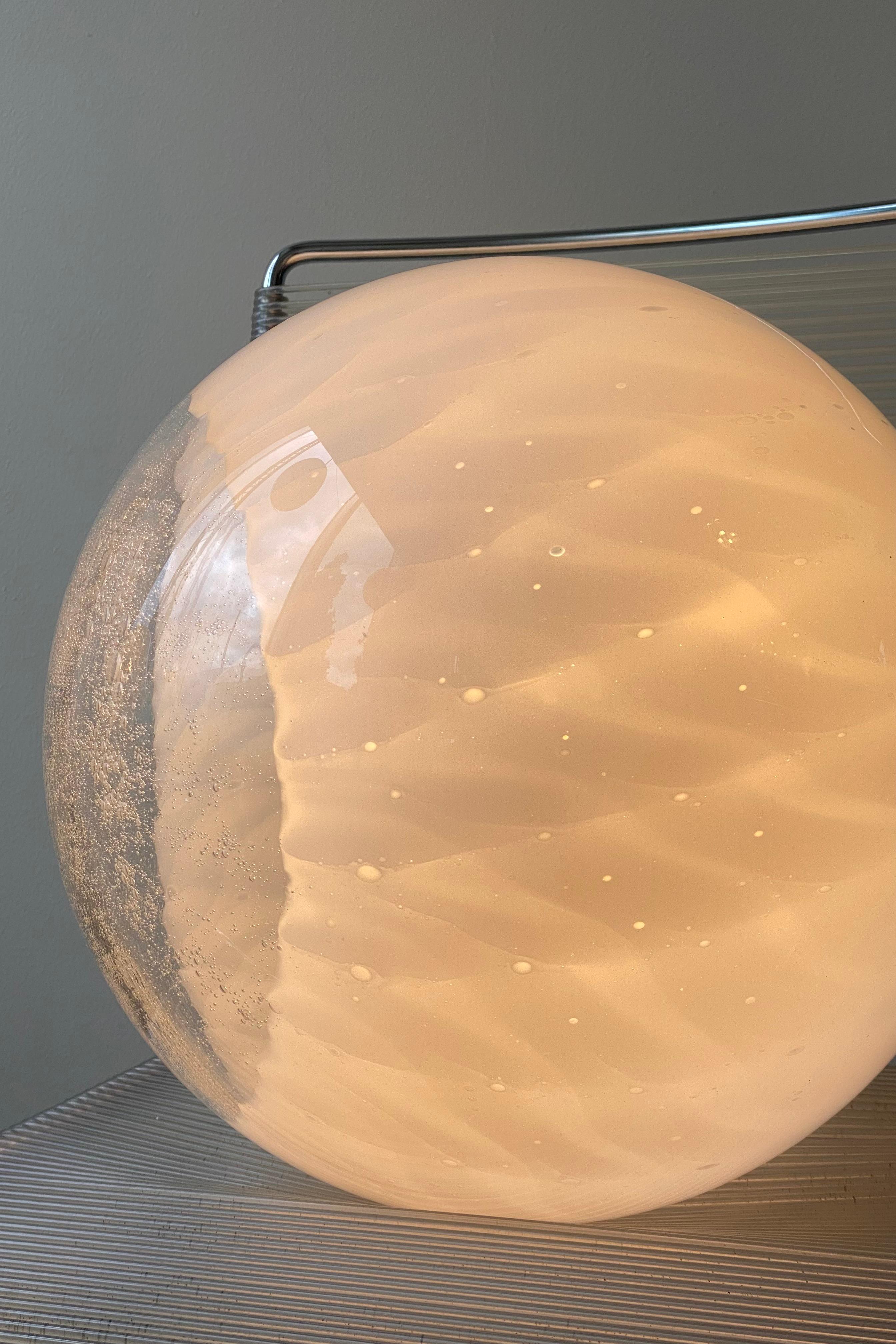 Large Murano 1970s White Glass Globe Sphere Pendant Lamp For Sale at ...