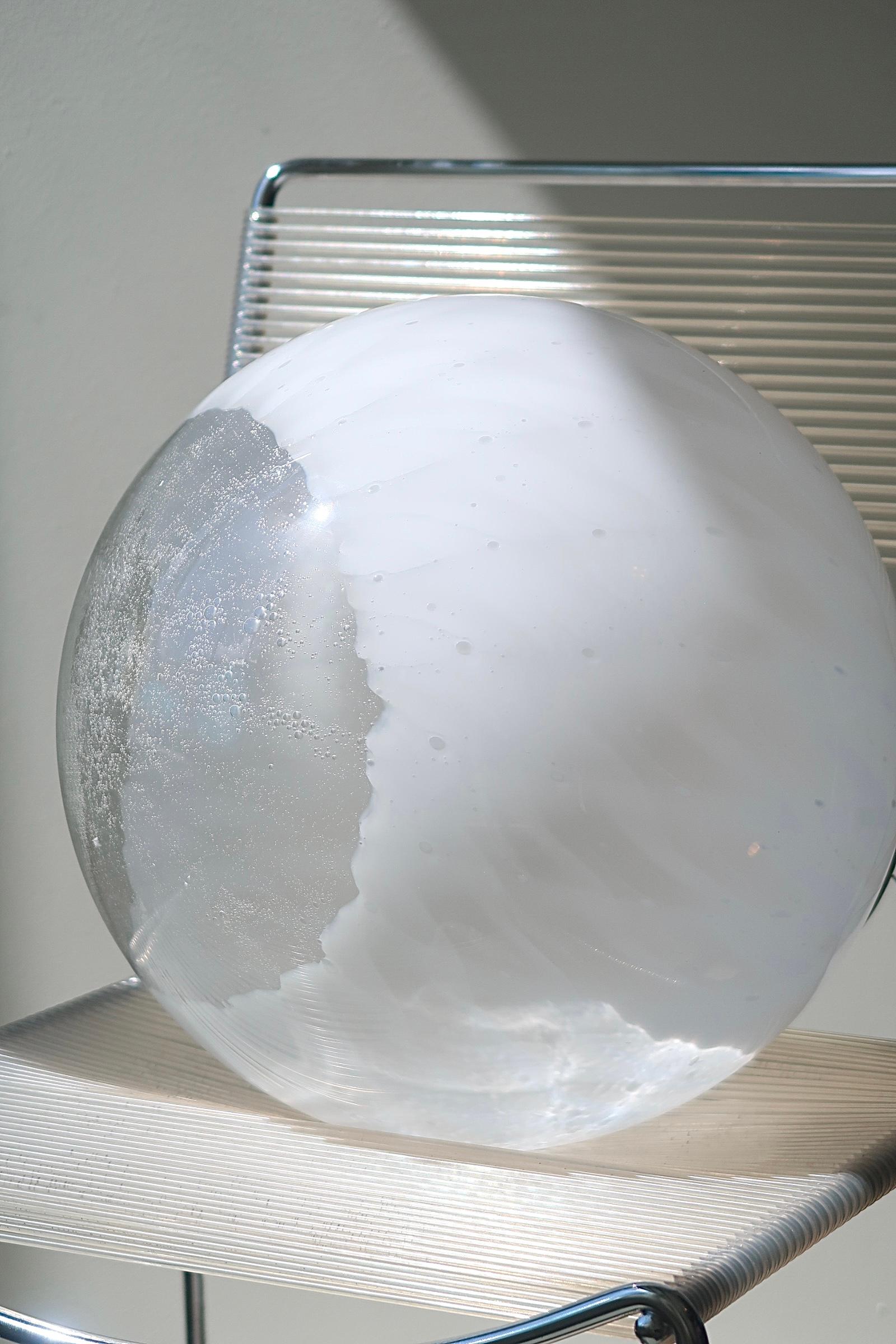 Large Murano 1970s White Glass Globe Sphere Pendant Lamp For Sale at ...