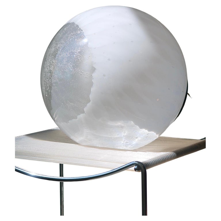 Large Murano 1970s 35 cm white Glass Globe Sphere Pendant Lamp For Sale ...