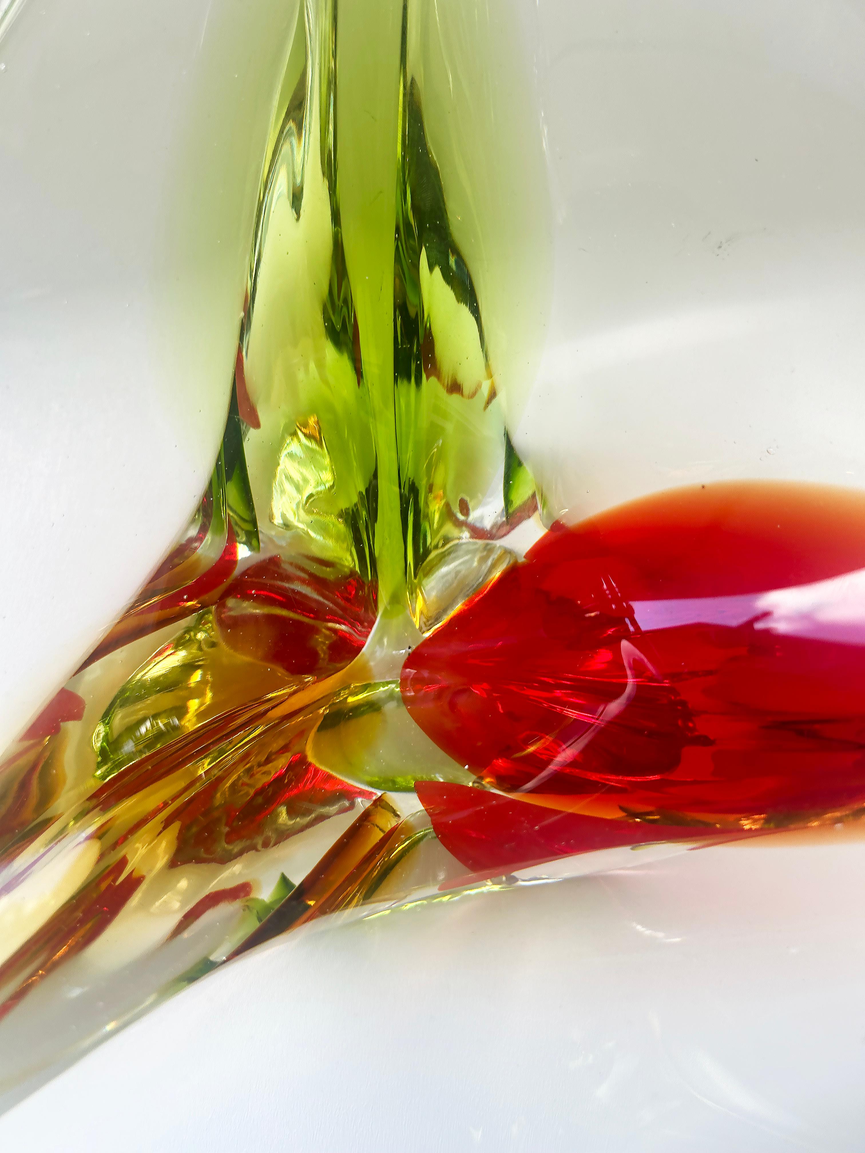 Large Murano Centerpiece Freeform Bowl with Red, Green and Amber to ...