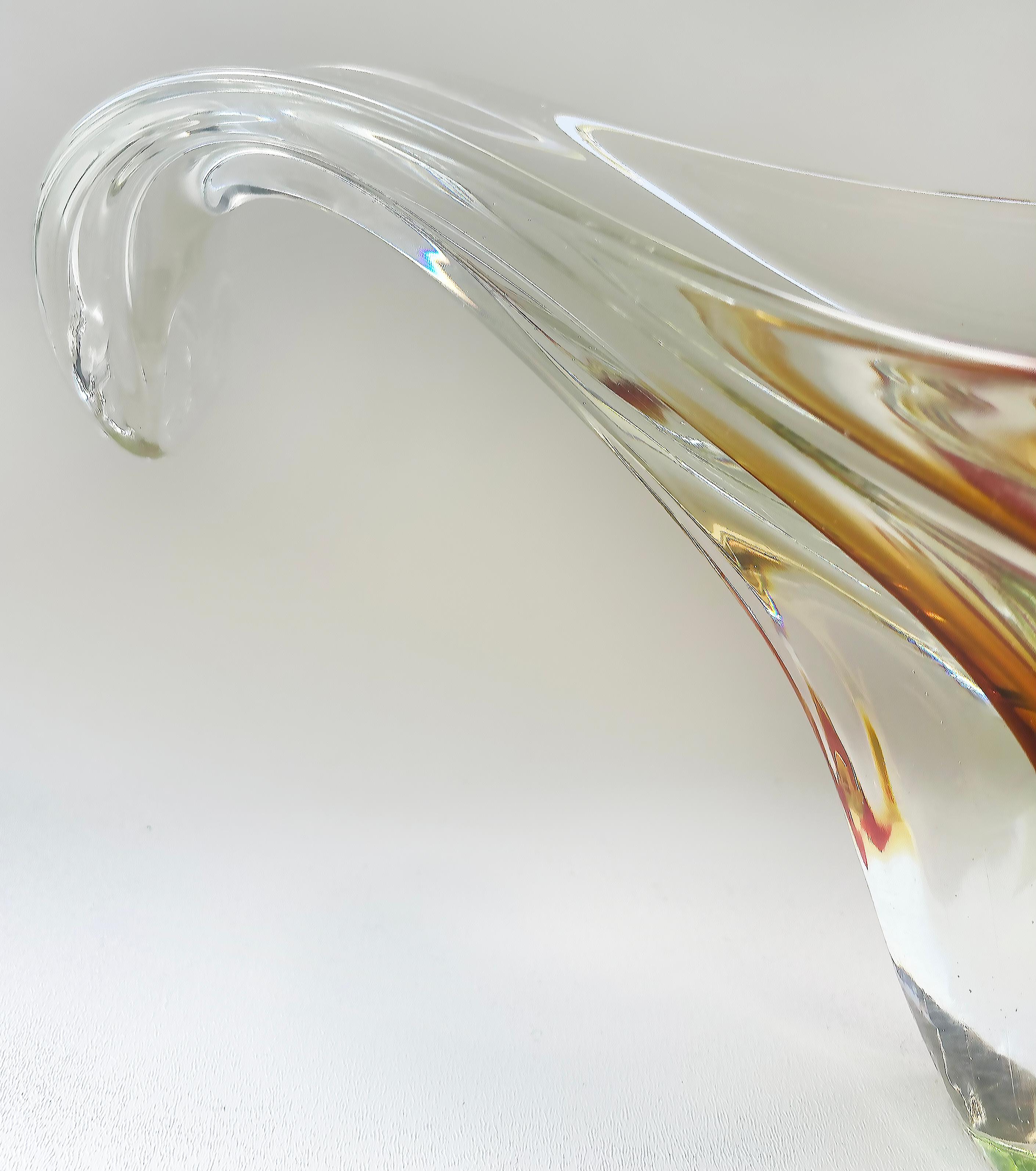Large Murano Centerpiece Freeform Bowl with Red, Green and Amber to ...