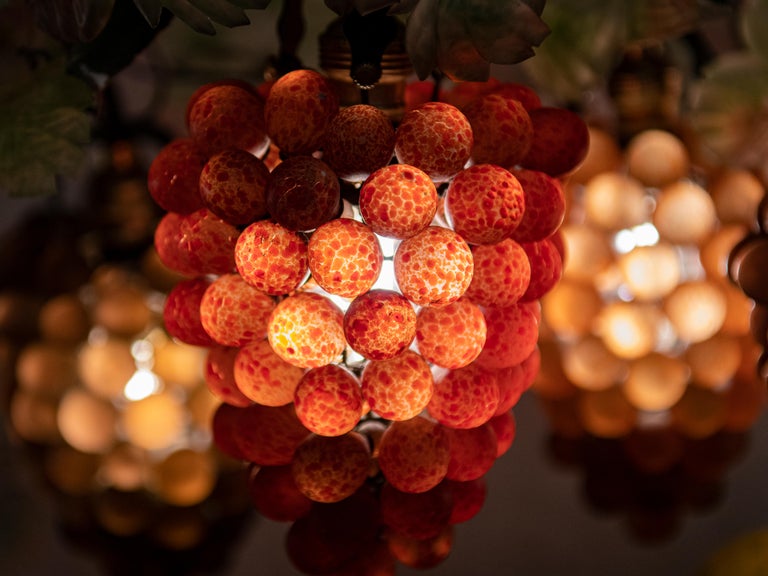 Large Murano Colorful Grape and Leaf Glass Table Lamp For Sale at 1stDibs