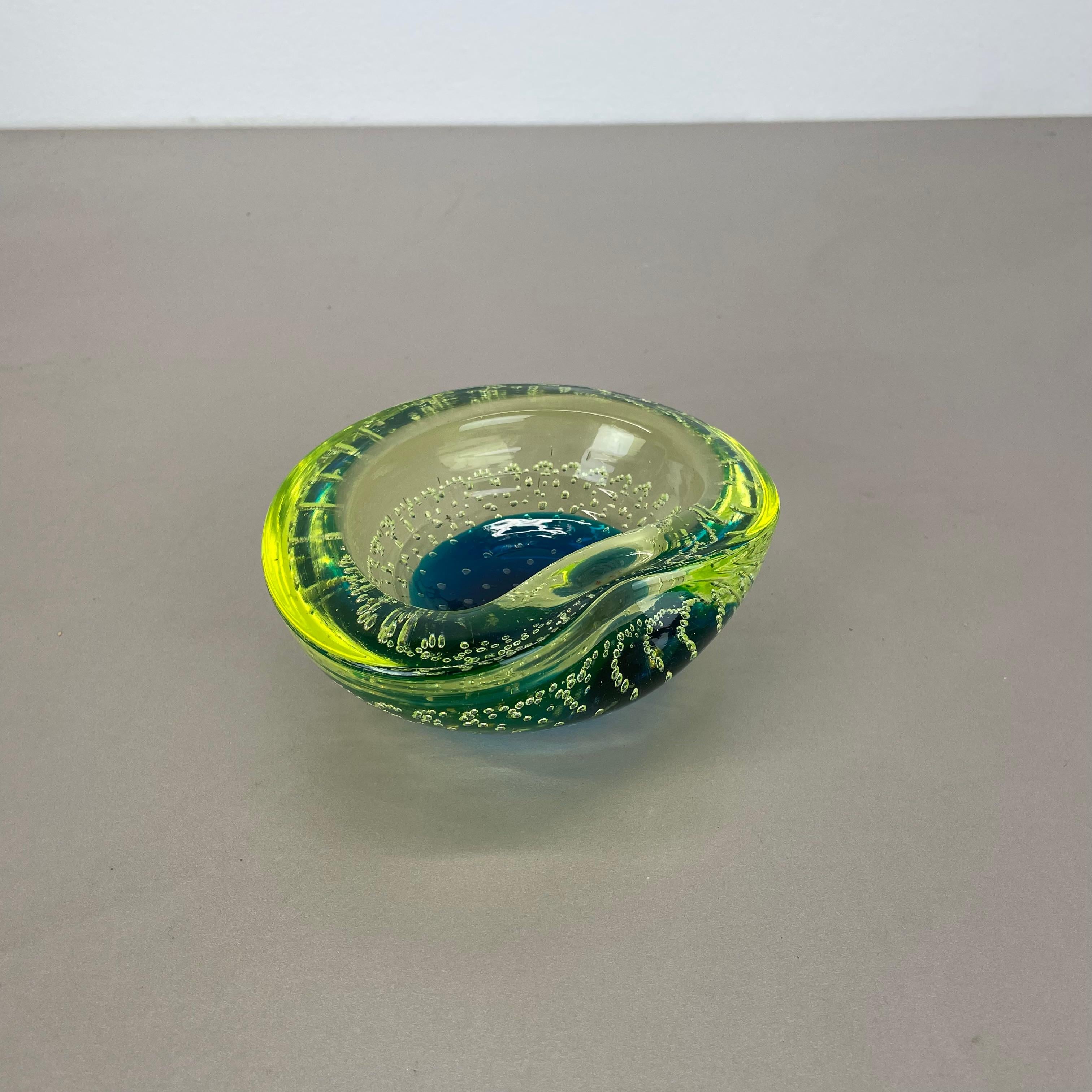 Large Murano Glass 1.3kg Bubble yellow Bubble Bowl Element Shell Italy ...
