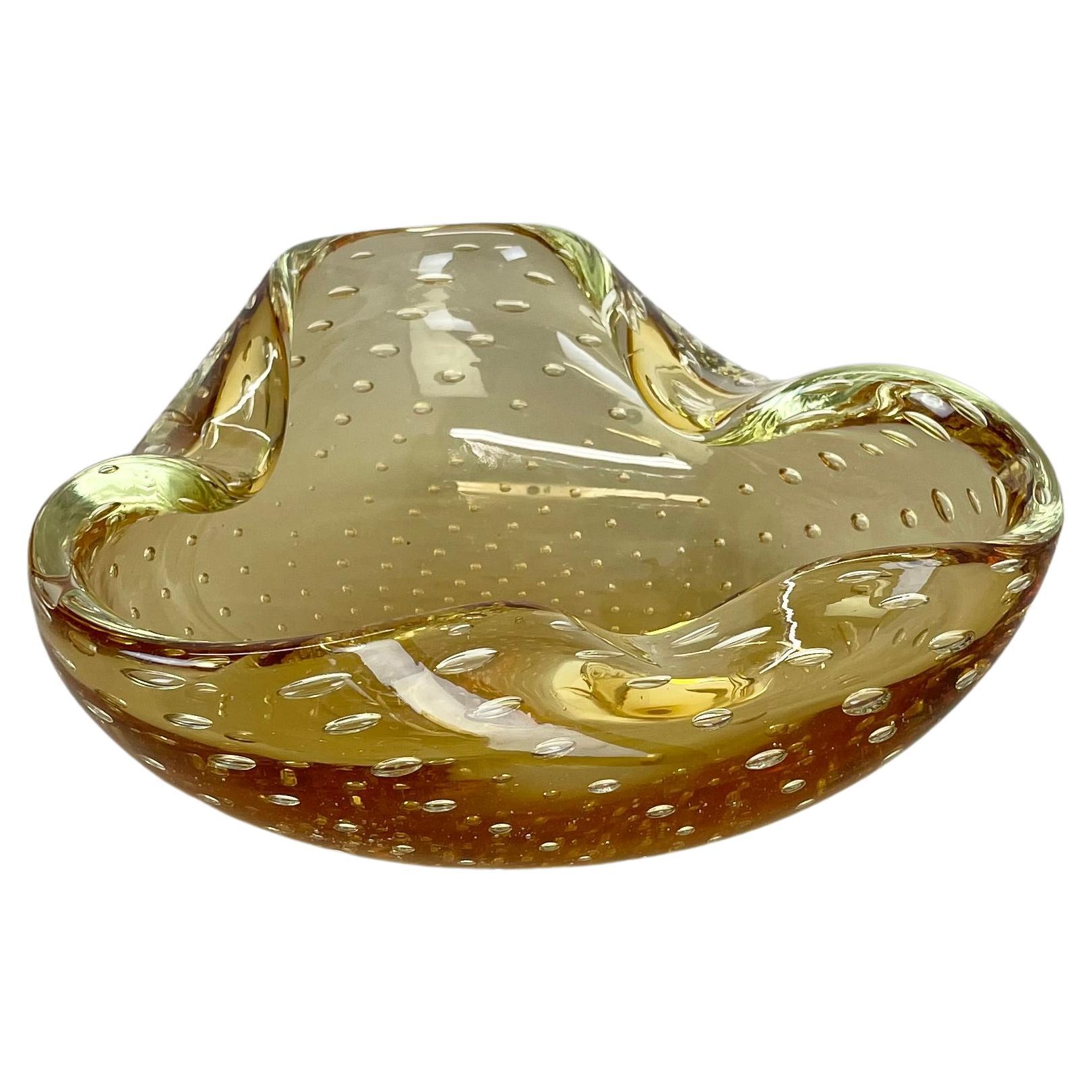 Large Murano Glass Bullicante blue silver Bubble Bowl Element Shell ...