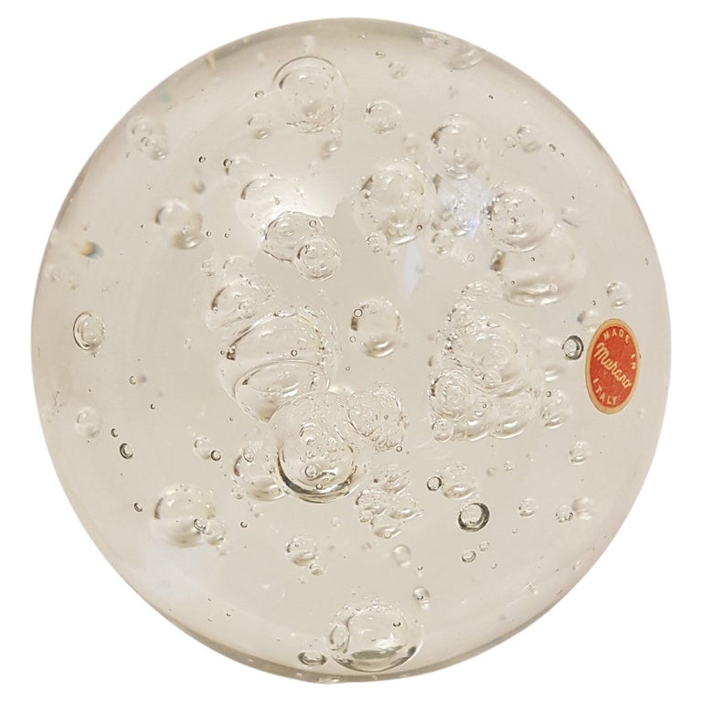 Large Murano Glass Ball Paperweight Controlled Bubbles For Sale at 1stDibs