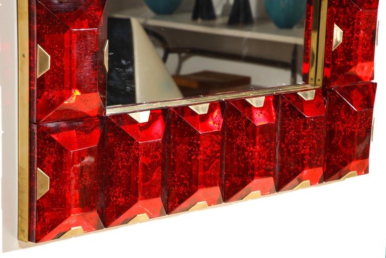 Large Murano Glass Block Mirror For Sale at 1stdibs