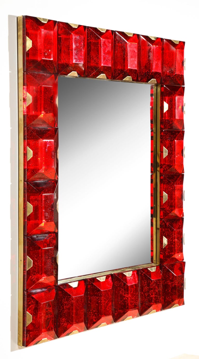 Large Murano Glass Block Mirror For Sale at 1stdibs