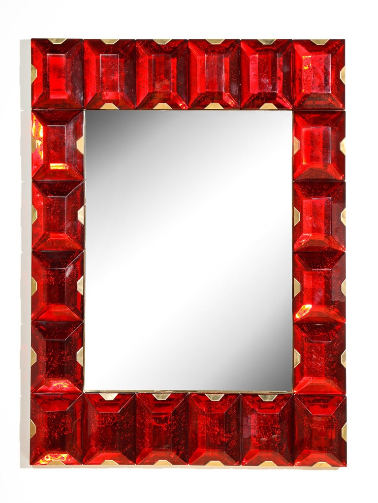 Large Murano Glass Block Mirror For Sale at 1stdibs