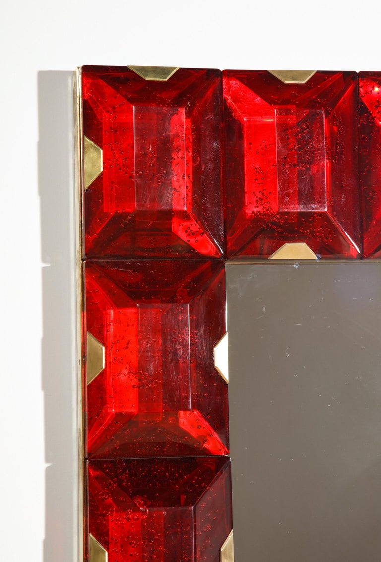 Large Murano Glass Block Mirror For Sale at 1stdibs