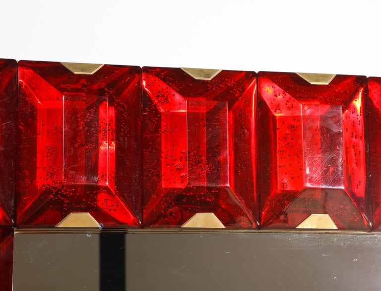 Large Murano Glass Block Mirror For Sale at 1stDibs