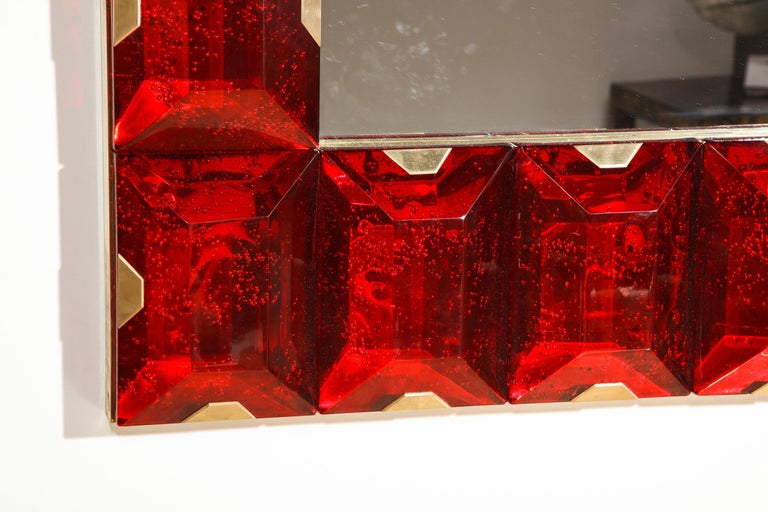 Large Murano Glass Block Mirror For Sale at 1stdibs