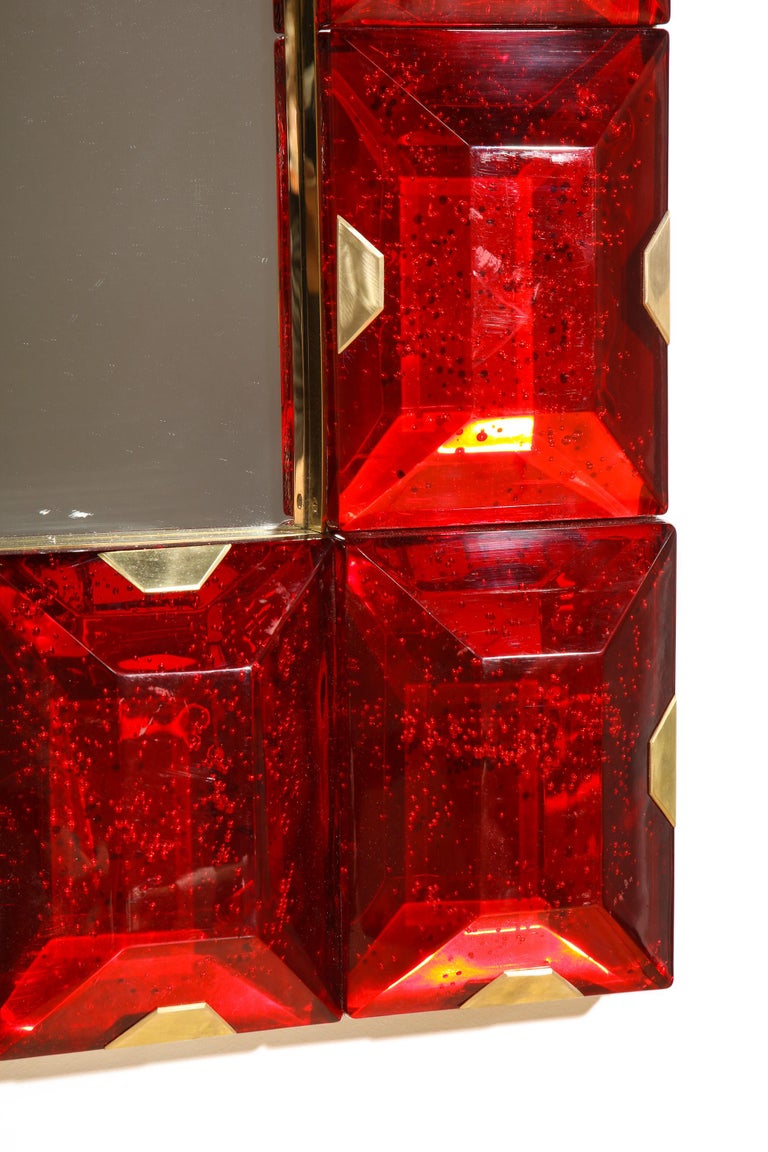 Large Murano Glass Block Mirror For Sale at 1stdibs