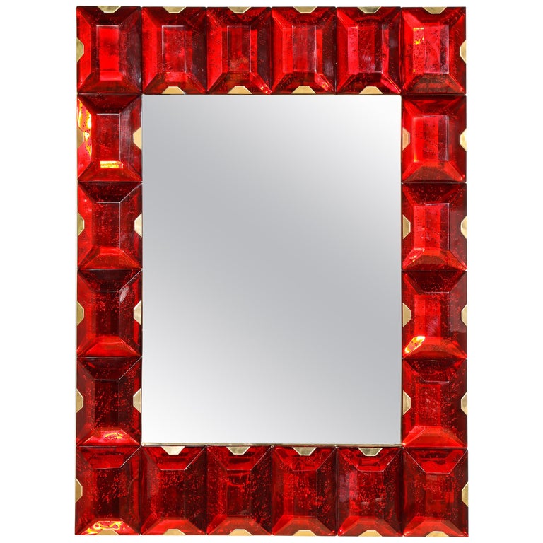 Large Murano Glass Block Mirror For Sale at 1stdibs