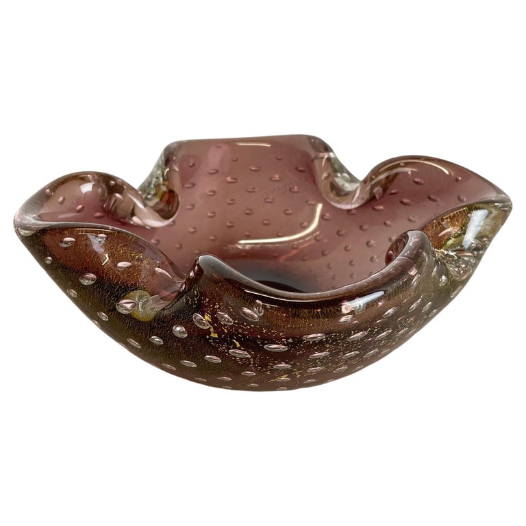 Large Murano Glass "Gold Dust" Bowl Element Shell Ashtray Murano, Italy ...
