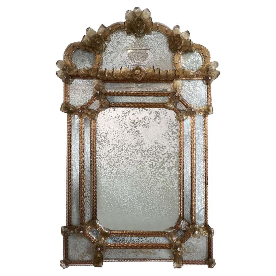 An Italian Hand Blown Murano Glass Mirror At 1stdibs