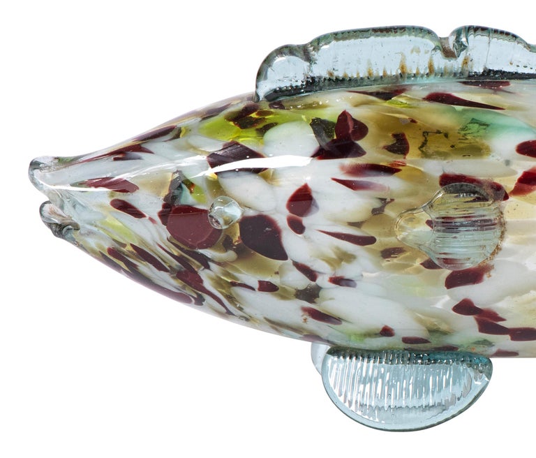 Large Murano Glass Red, White and Yellow Fish, Italy circa 1970 at 1stDibs