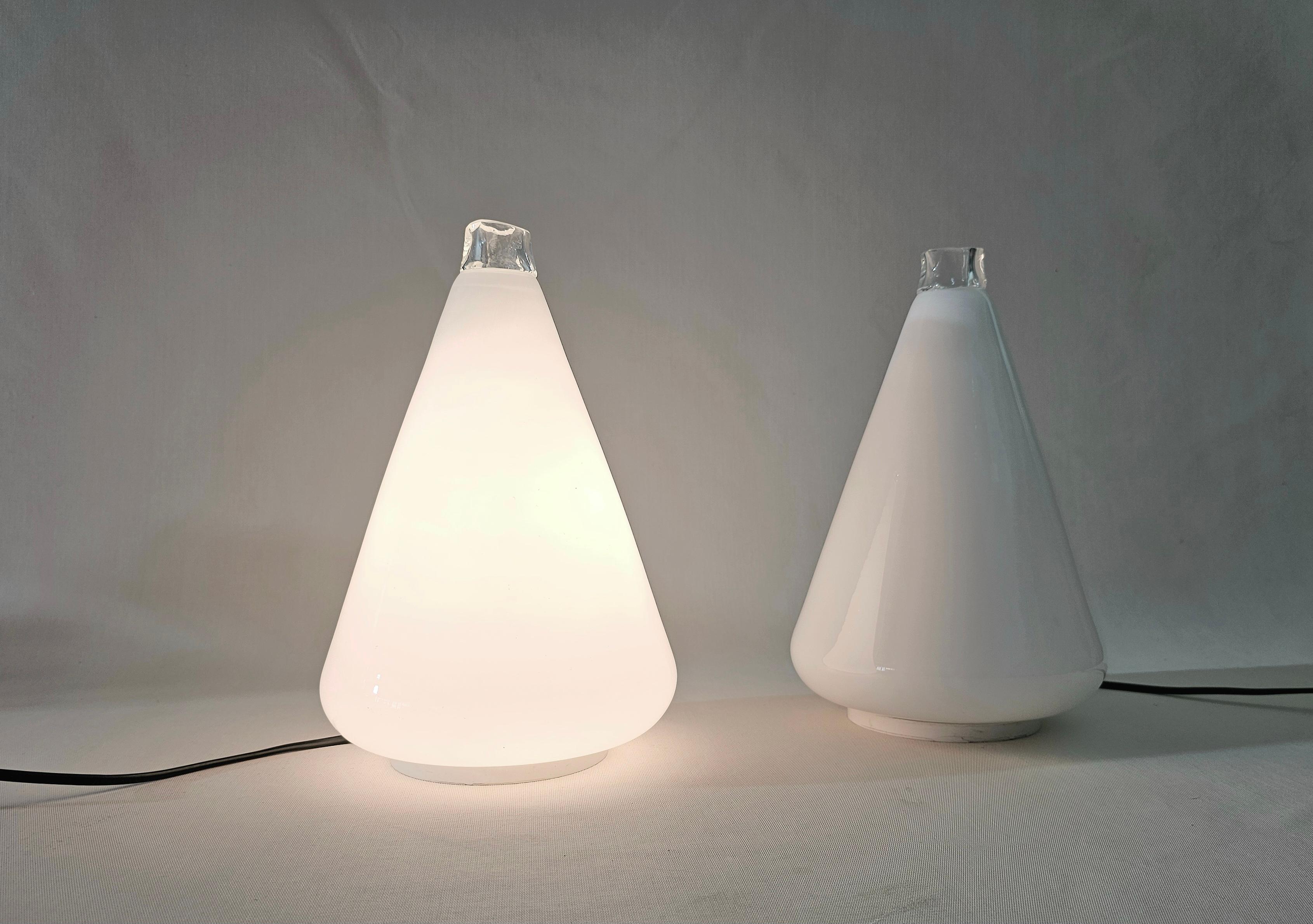 Large Murano Glass Table Lamps Leucos Model Buto by Noti Massari 1970s ...