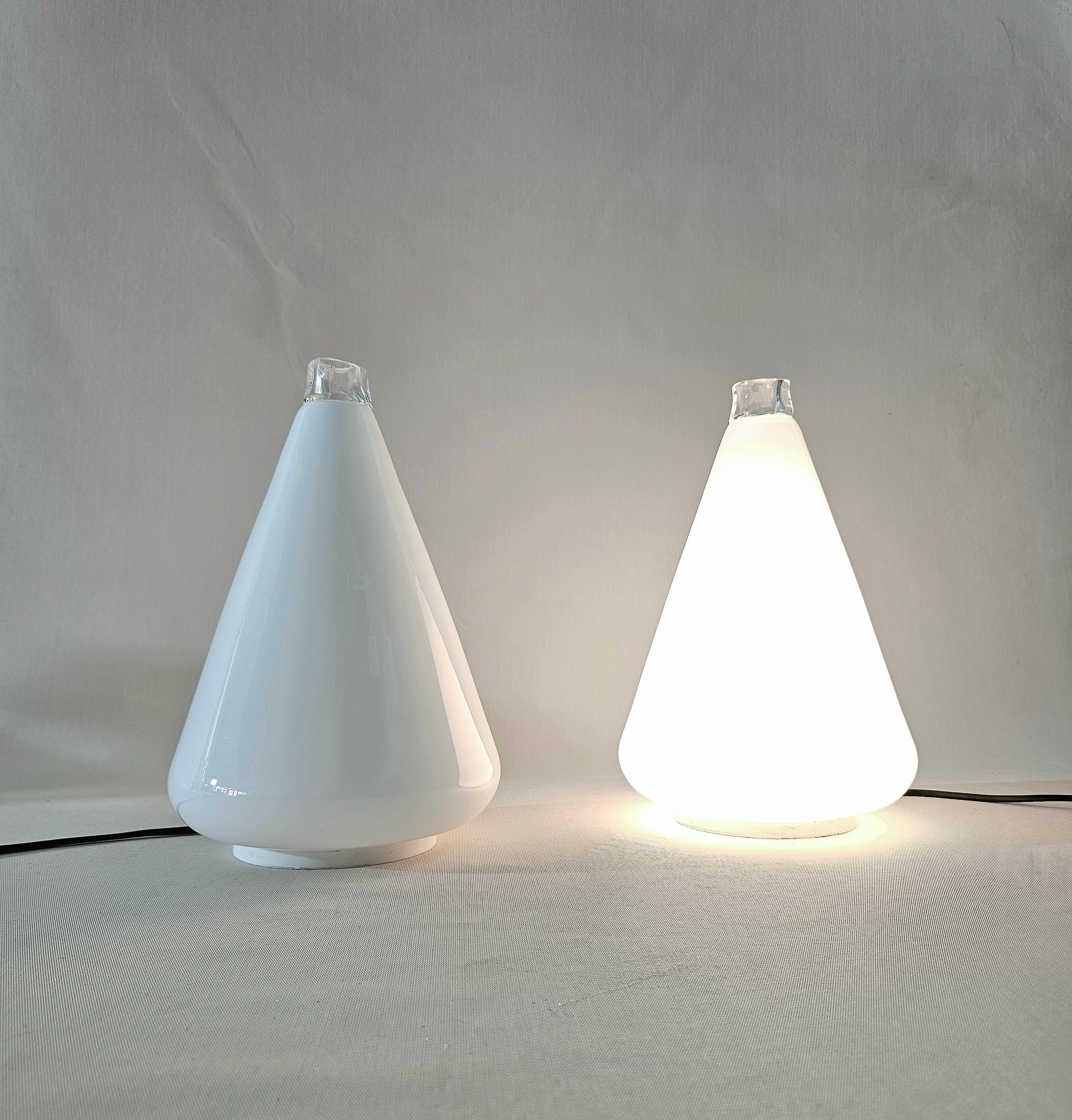 Large Murano Glass Table Lamps Leucos Model Buto by Noti Massari 1970s ...