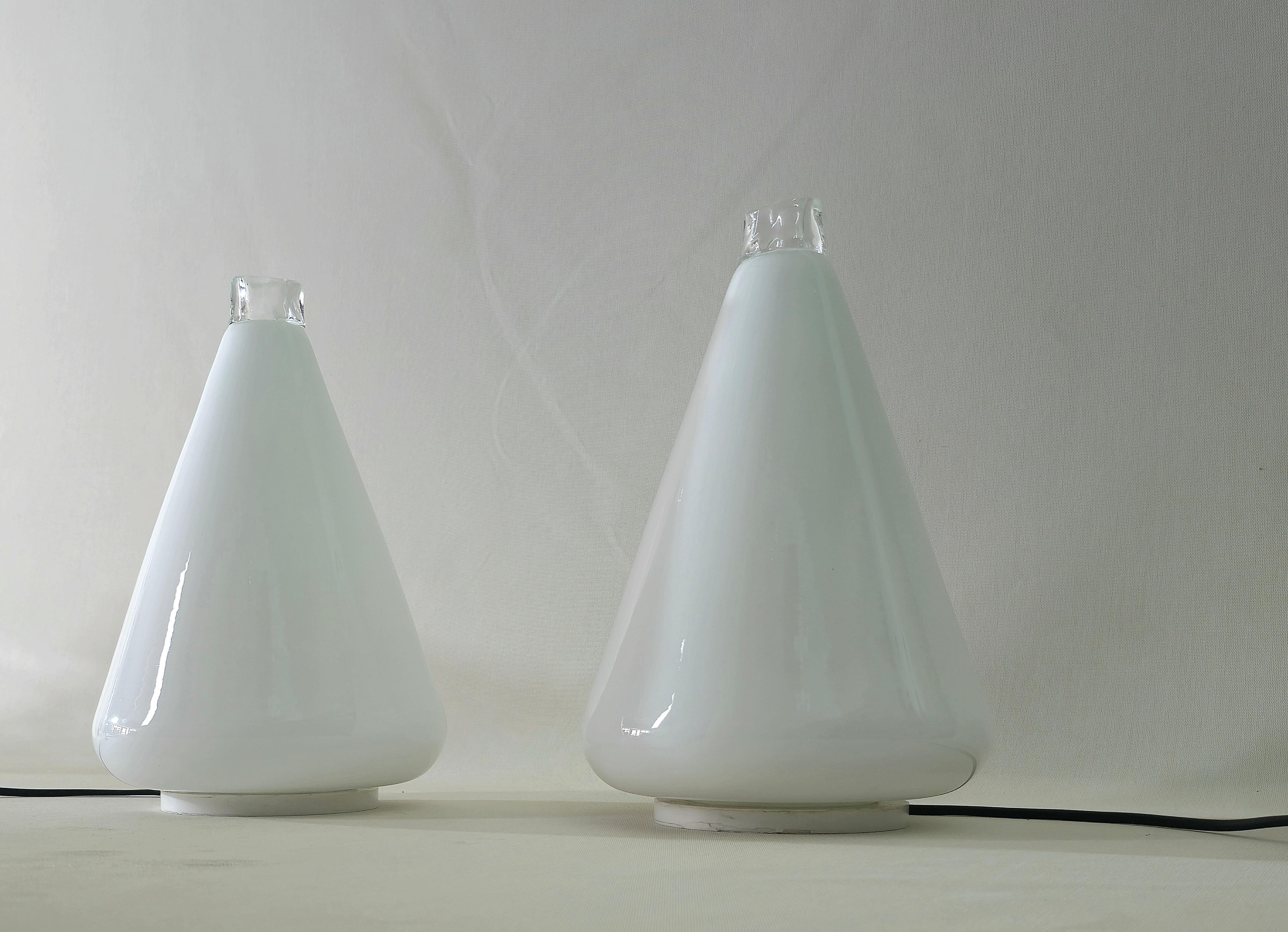 Large Murano Glass Table Lamps Leucos Model Buto by Noti Massari 1970s ...