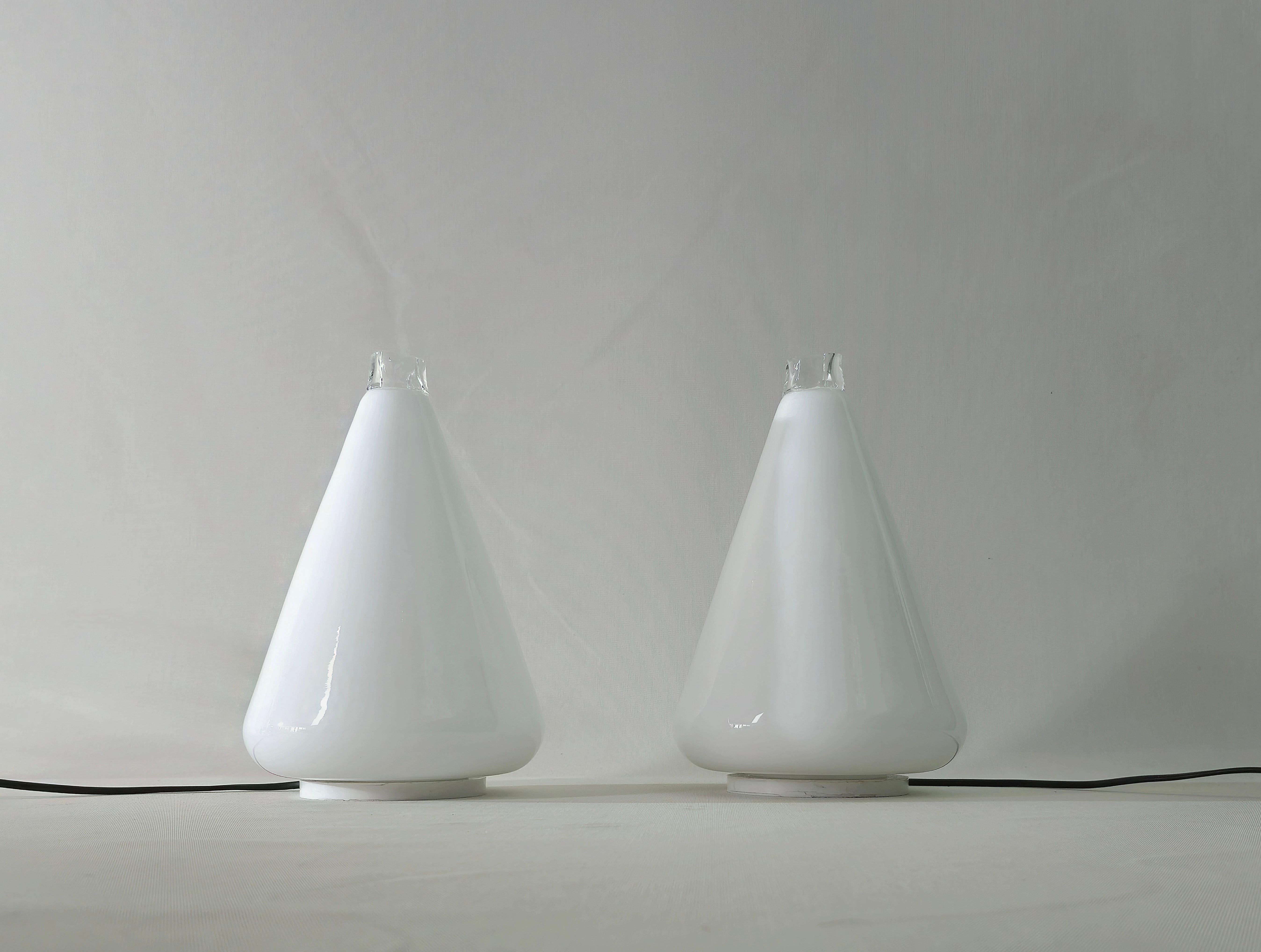 Large Murano Glass Table Lamps Leucos Model Buto by Noti Massari 1970s ...