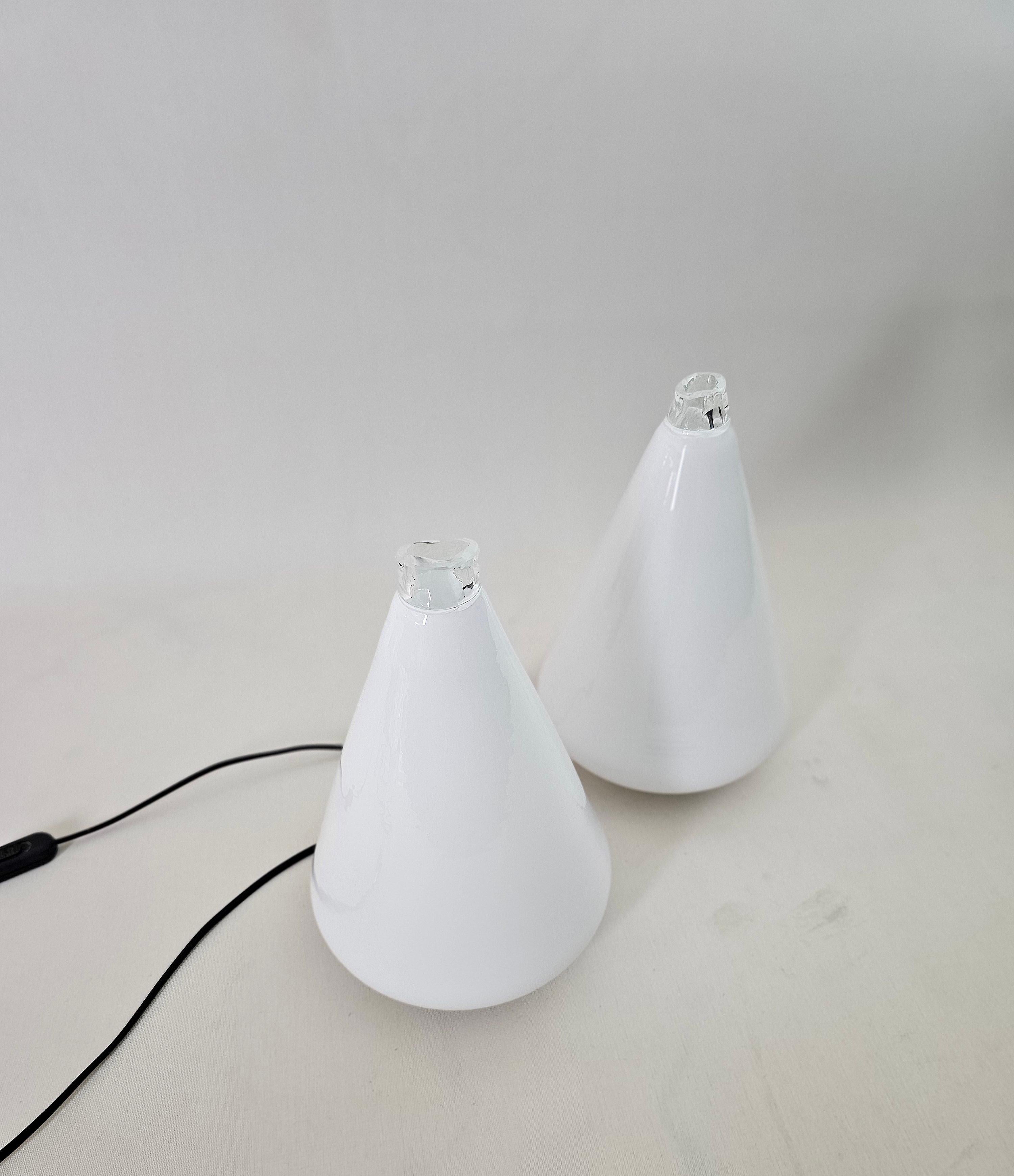 Large Murano Glass Table Lamps Leucos Model Buto by Noti Massari 1970s ...