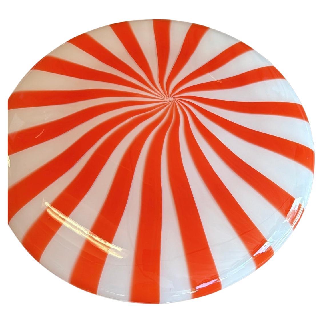 Murano Vintage Candy Flush Mount wall ceiling lamp red white swirl For ...