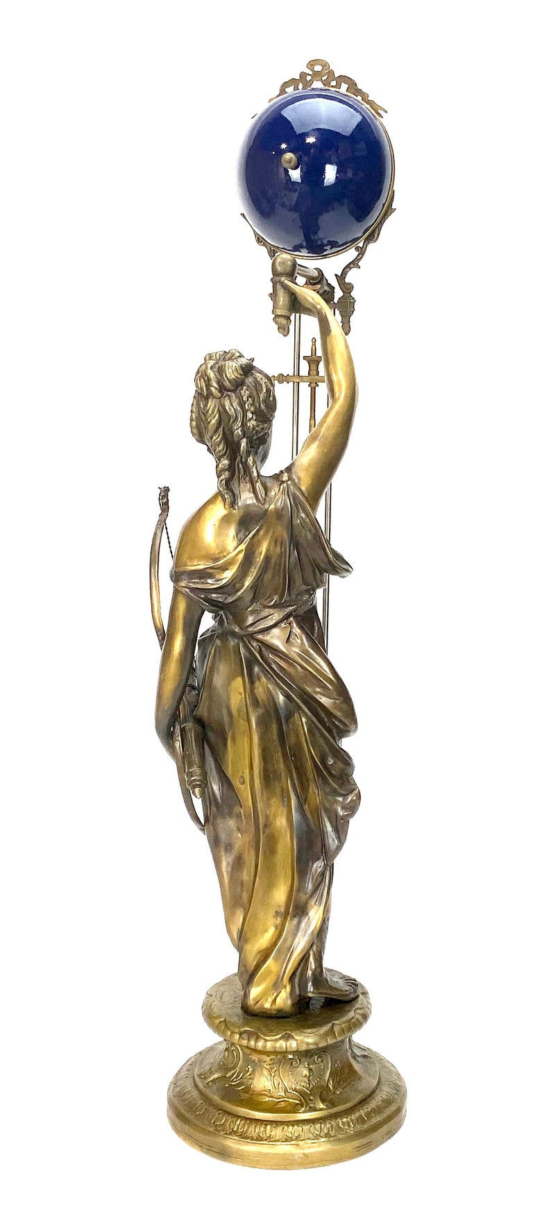 Large Mystery Brass Lady Diana 8 Day Cobalt Blue Ball Swinging Clock ...