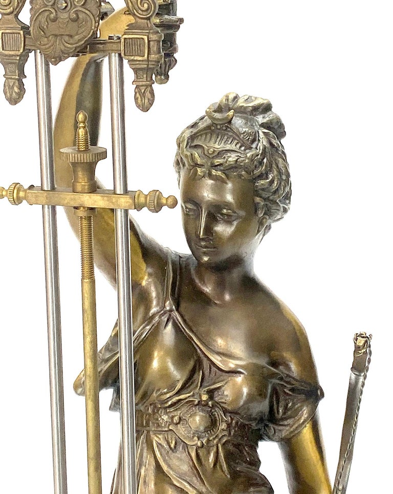 Large Mystery Brass Lady Diana 8 Day Cobalt Blue Ball Swinging Clock ...