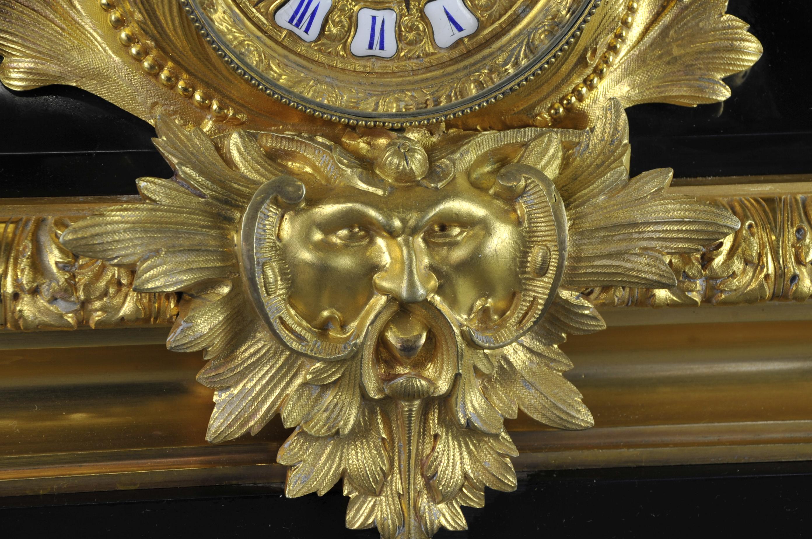Large Napoleon III Clock in Black Belgian Marble and Gilt Bronze by ...