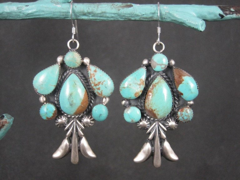 Large Native American Turquoise Earrings For Sale at 1stDibs