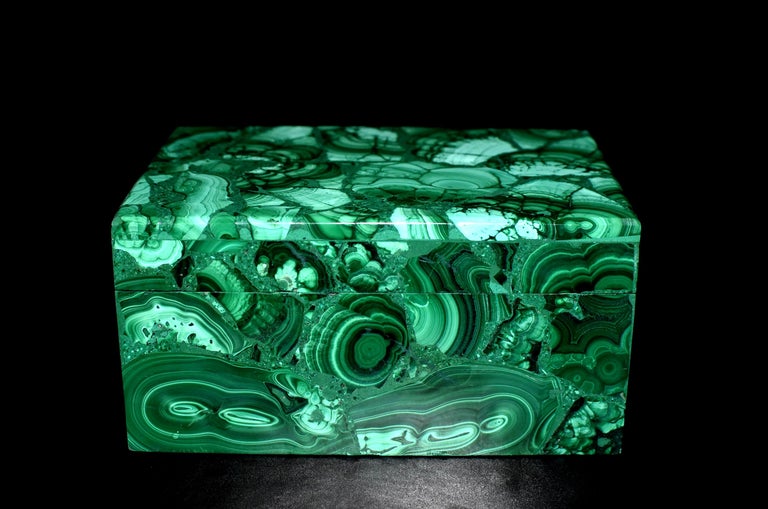 Large Natural Malachite Box, 3 lb, Full Slab Gem Stone Jewelry Box at ...