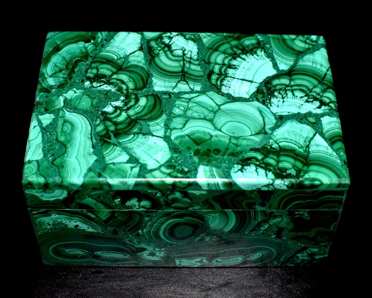 Large Natural Malachite Box, 3 lb, Full Slab Gem Stone Jewelry Box at ...