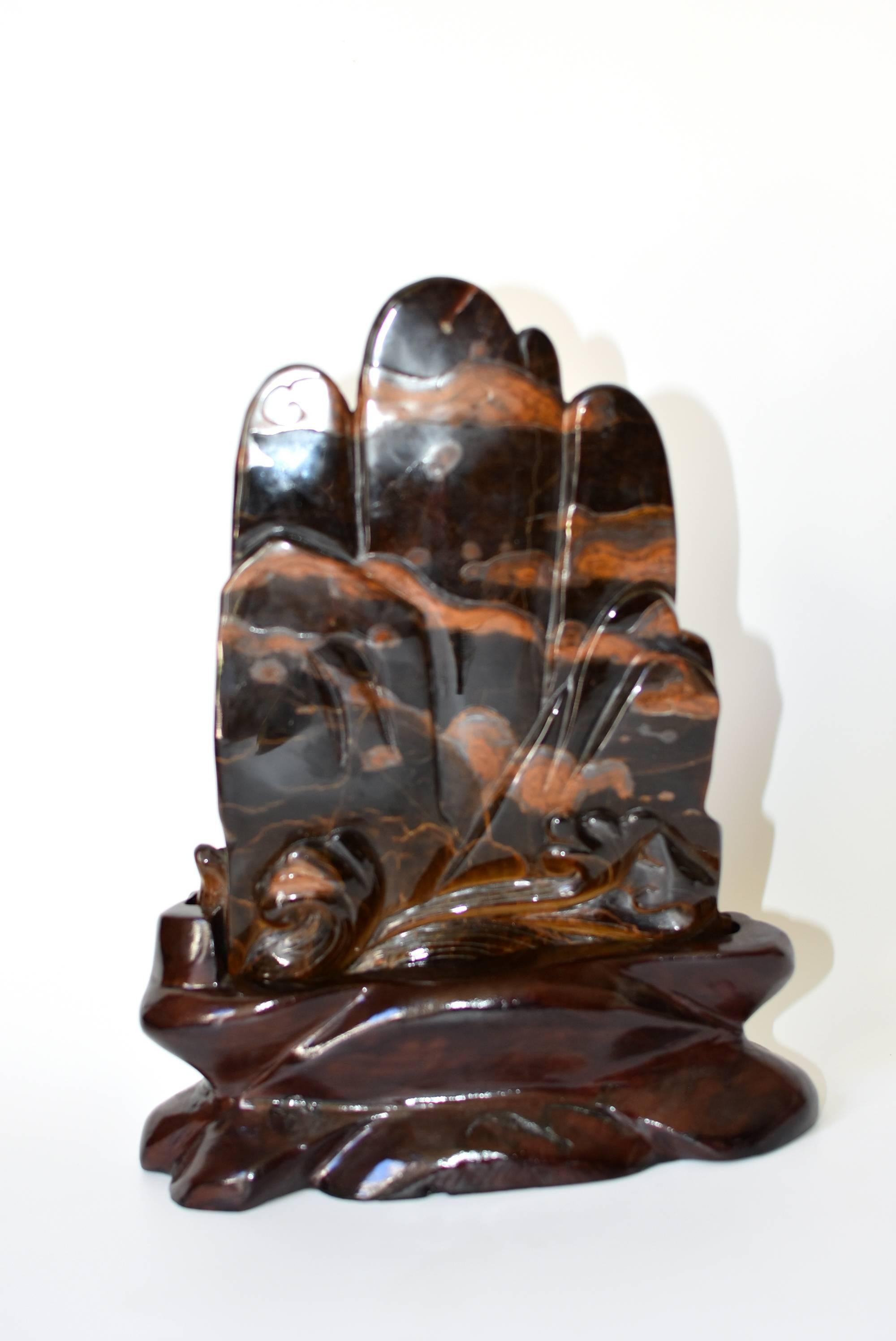 Large Natural Tiger's Eye Kwan Yin Buddha Statue at 1stDibs