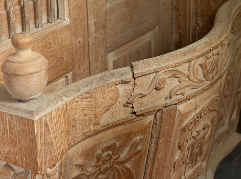 Large Natural Wood Bonnet Top Window Balcony with Hand Carved Foliage ...