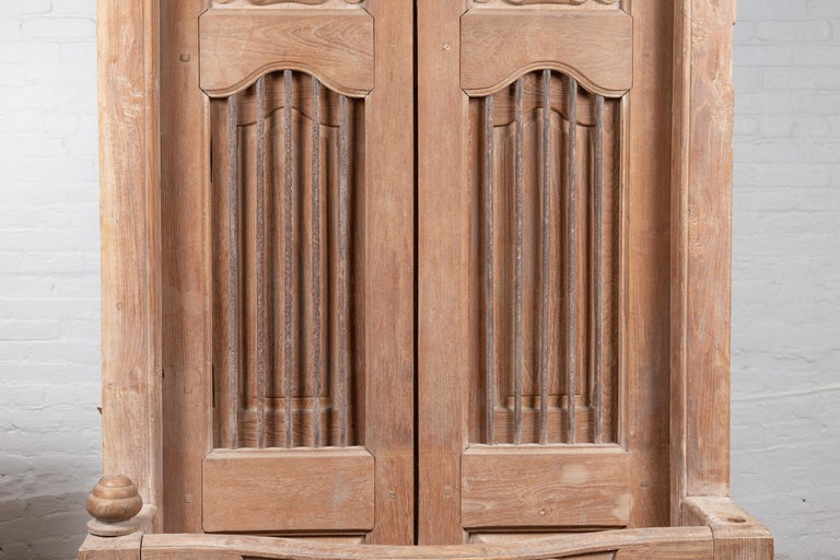 Large Natural Wood Window Balcony with Hand Carved Foliage Motifs and ...